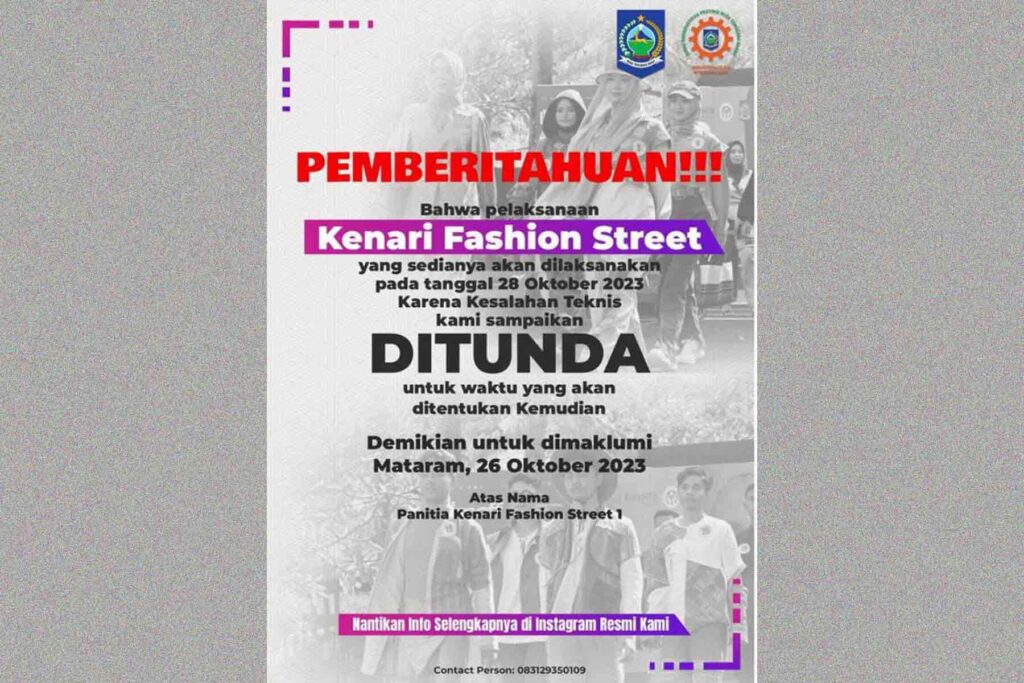 Ajang Promosi Kain Lokal "Kenari Fashion Street" Resmi Ditunda - NTBSatu