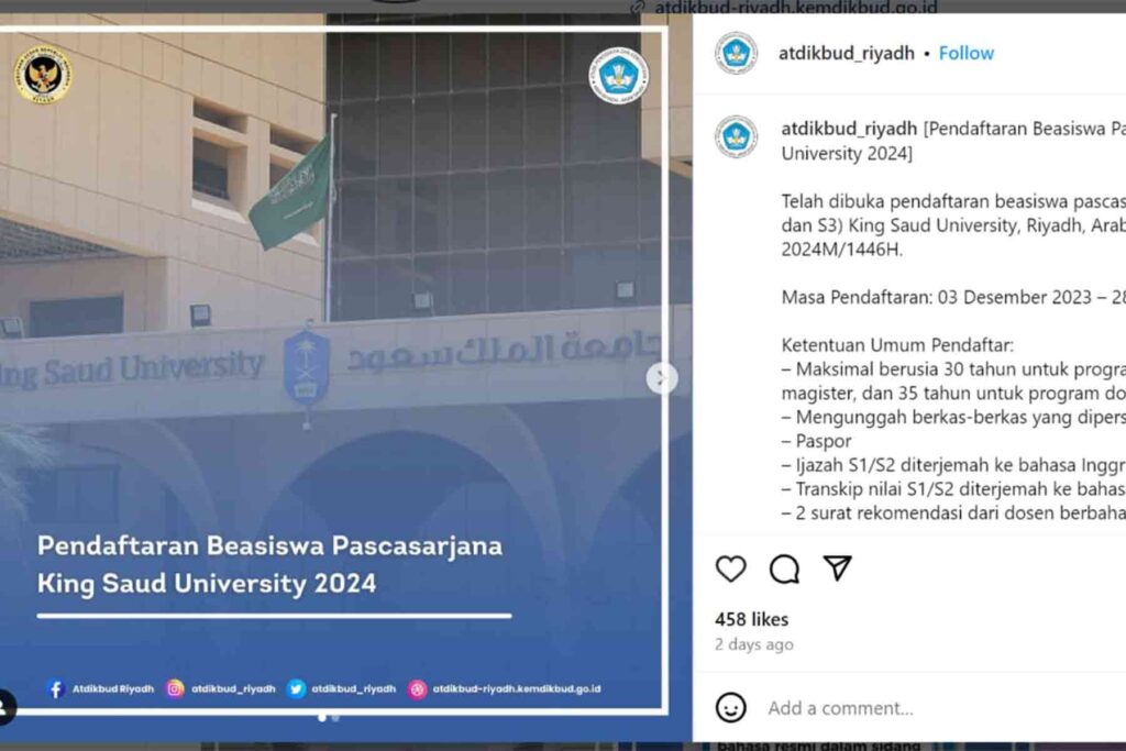 Universitas Tertua di Arab Saudi Buka Beasiswa S2 dan S3 - NTBSatu