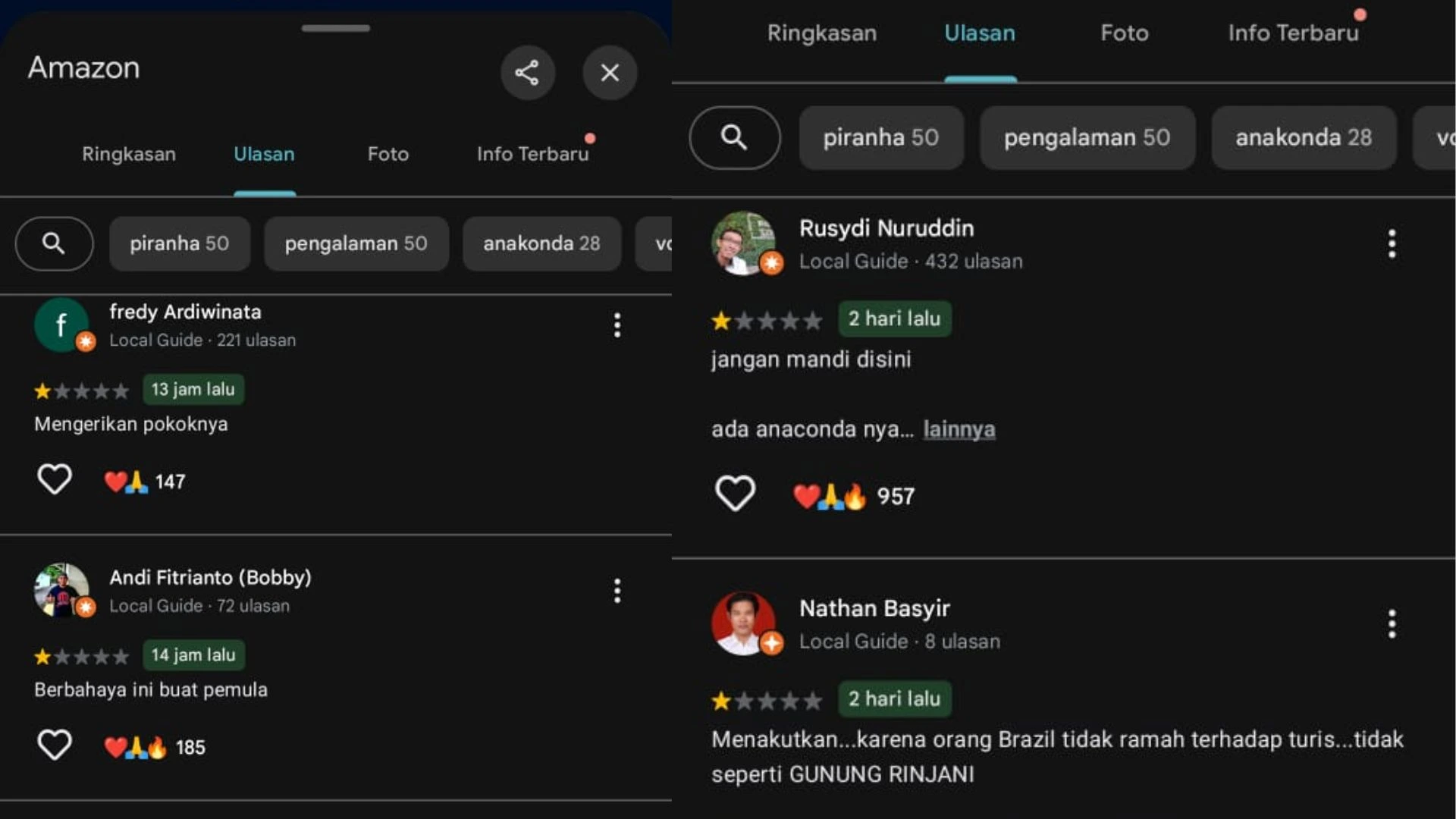 Imbas Tragedi Juliana, Kini Giliran Netizen Indonesia Beri Rating Satu Sungai Amazon di Google ...