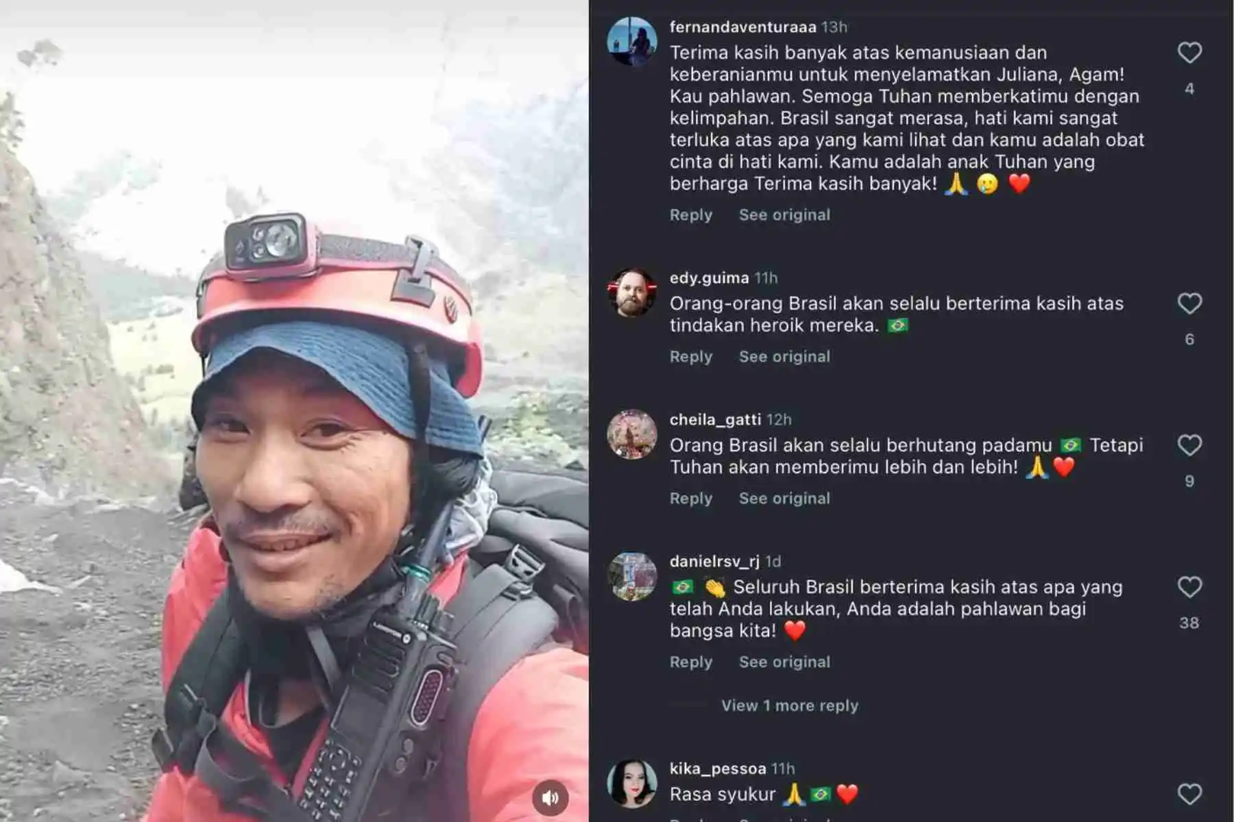 Berhasil Evakuasi Juliana, Agam Rinjani Jadi Pahlawan di Mata Netizen ...